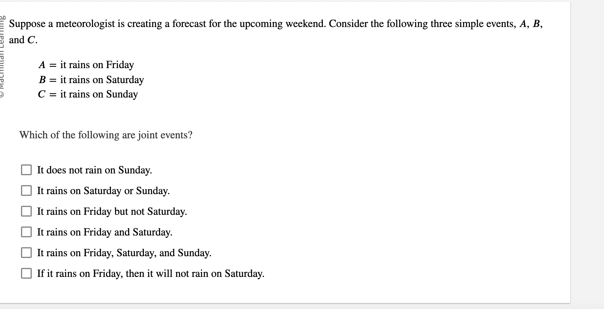 Solved Suppose a meteorologist is creating a forecast for | Chegg.com