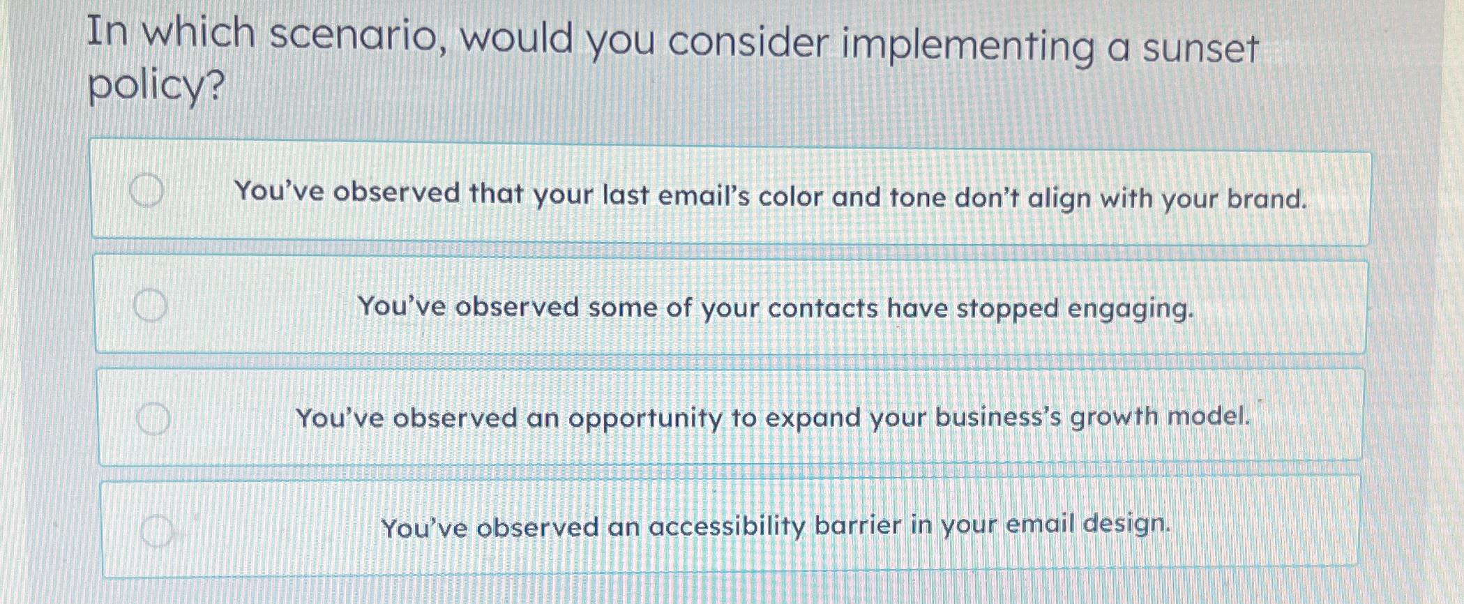 Solved In which scenario, would you consider implementing a | Chegg.com