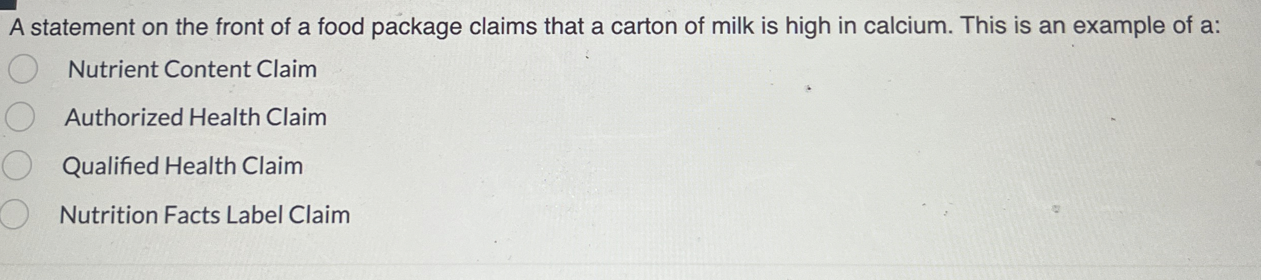 Solved A statement on the front of a food package claims | Chegg.com