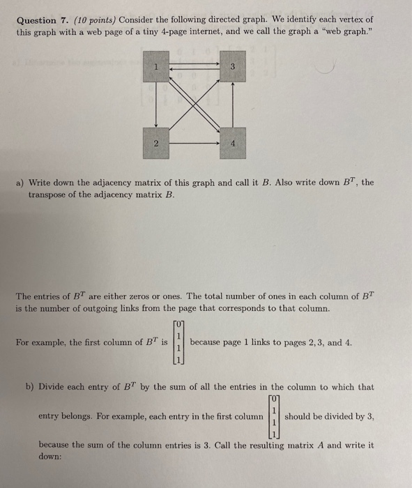 Solved Question 7. (10 points) Consider the following | Chegg.com