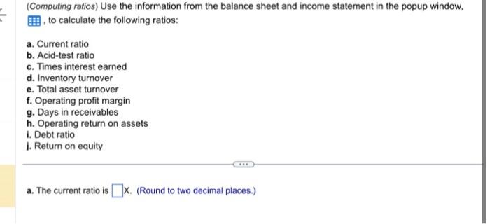 Solved Data Tabledata Table Computing Ratios Use The