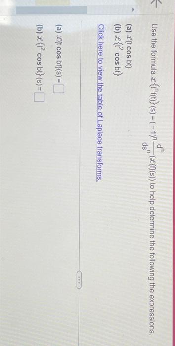 Solved Use the formula L2{tnf(t)}(s)=(−1)ndndn(L{f}(s)) to | Chegg.com