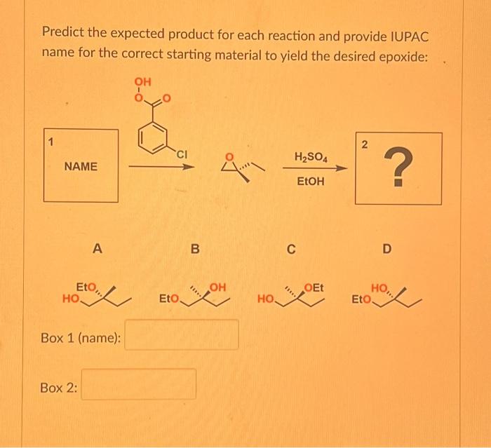 Solved Predict The Expected Product For Each Reaction And