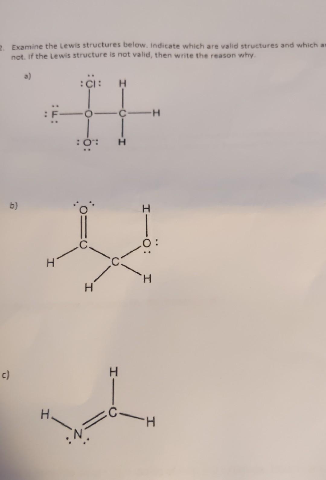 Solved Examine the Lewis structures below. Indicate which | Chegg.com