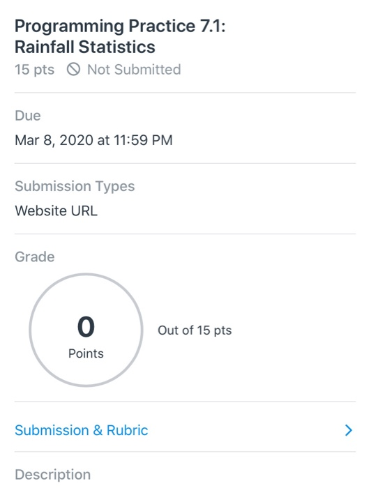 Solved Programming Practice 7.1: Rainfall Statistics 15 pts | Chegg.com