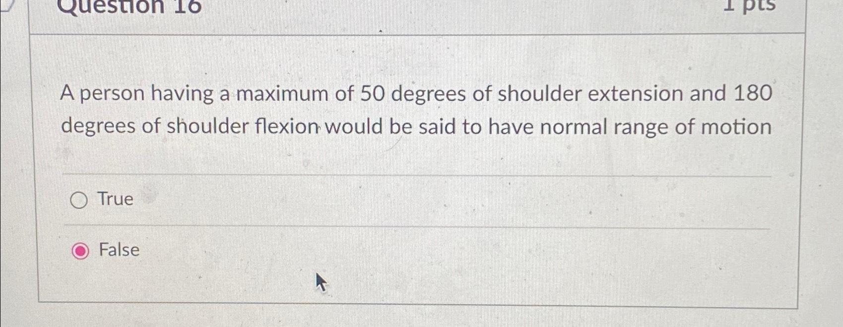 Solved A person having a maximum of 50 ﻿degrees of shoulder | Chegg.com