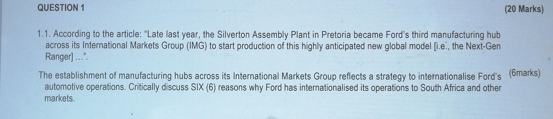 Solved QUESTION 1(20 ﻿Marks)1.1. ﻿According to the article: | Chegg.com