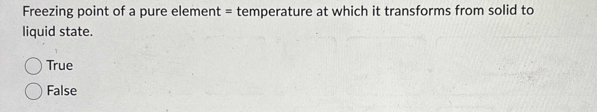 Solved Freezing point of a pure element = ﻿temperature at | Chegg.com
