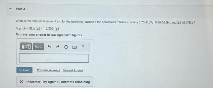 Solved What is the numerical value of Kc for the following | Chegg.com