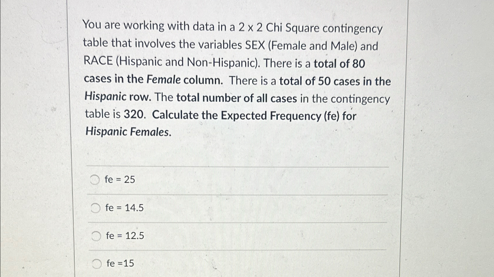 Solved You are working with data in a 2×2 ﻿Chi Square | Chegg.com