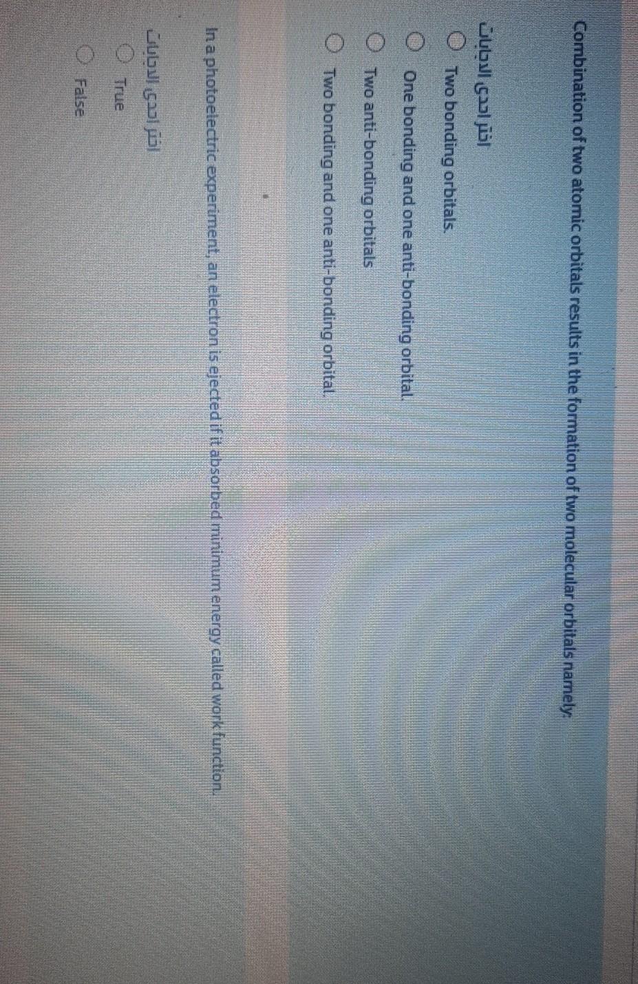 Solved Combination of two atomic orbitals results in the | Chegg.com
