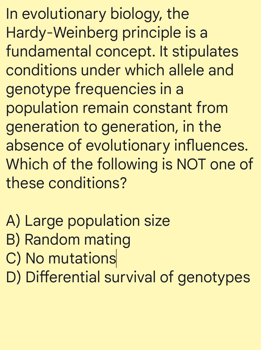 Solved In evolutionary biology, the Hardy-Weinberg principle | Chegg.com
