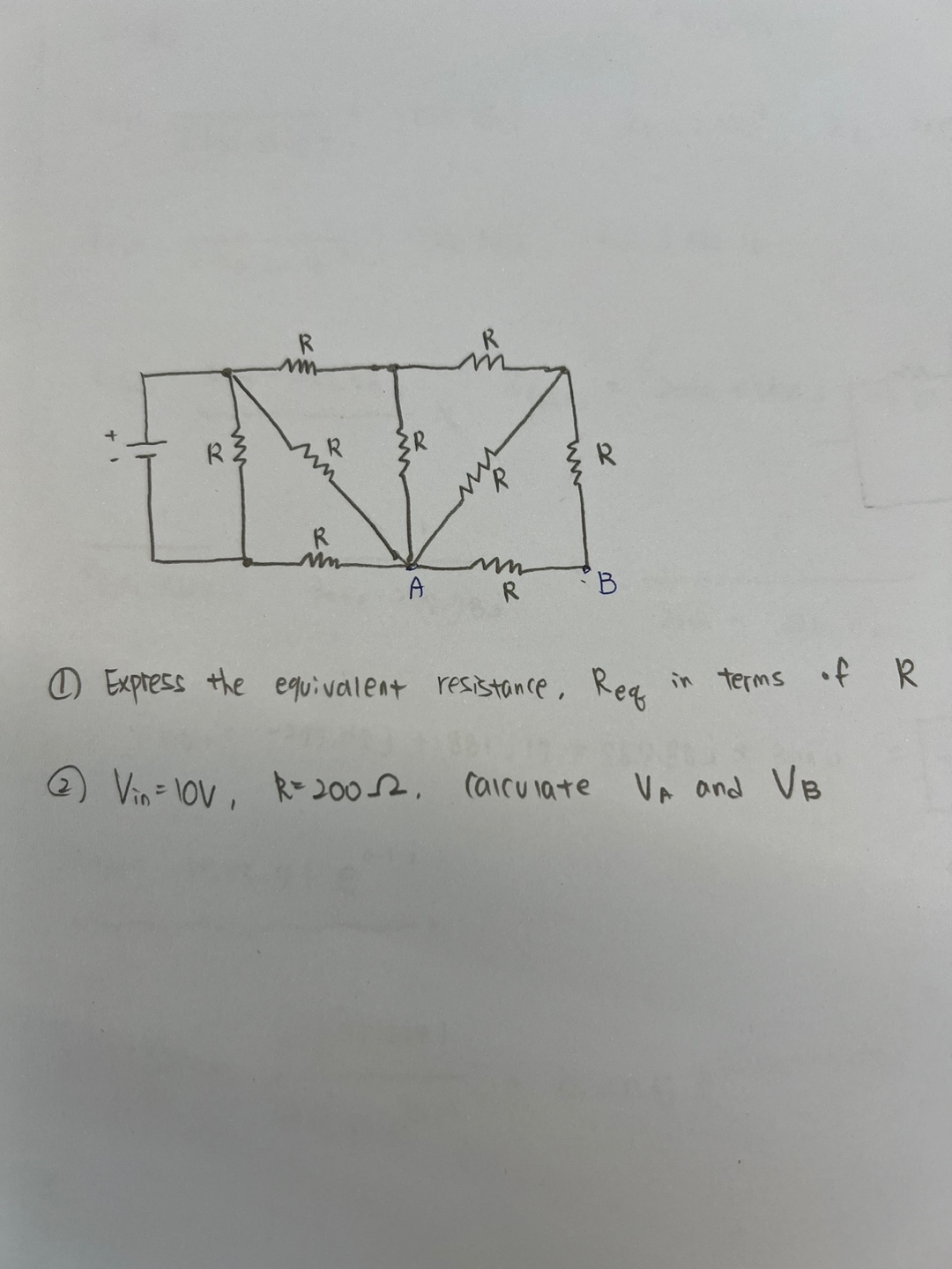 Solved (1) ﻿Express the equivalent resistance, Req in | Chegg.com