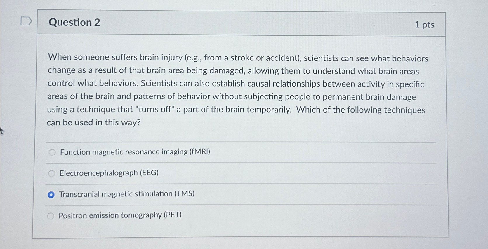 Solved Question 21 ﻿ptsWhen someone suffers brain injury | Chegg.com
