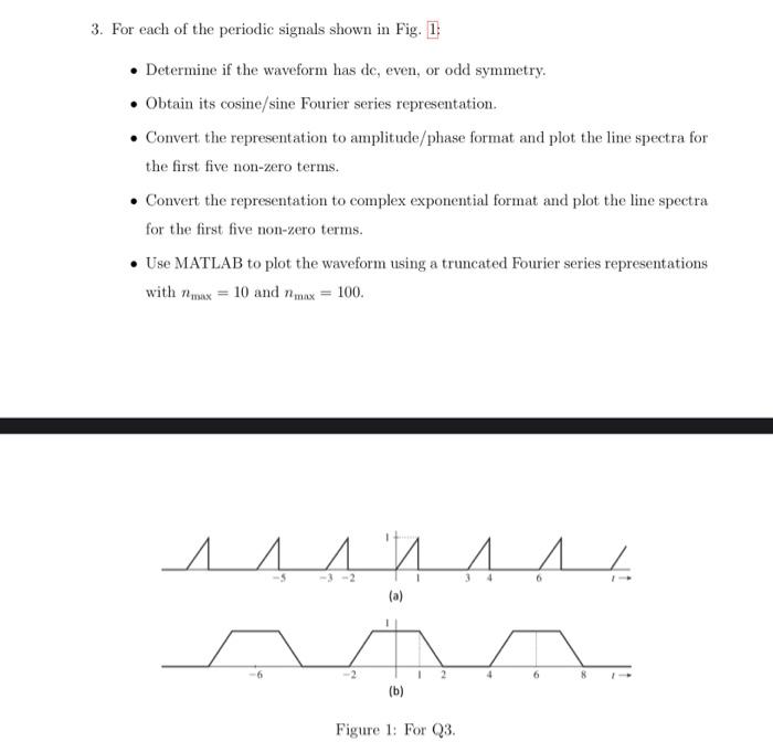 Solved 3. For each of the periodic signals shown in Fig. 1: | Chegg.com
