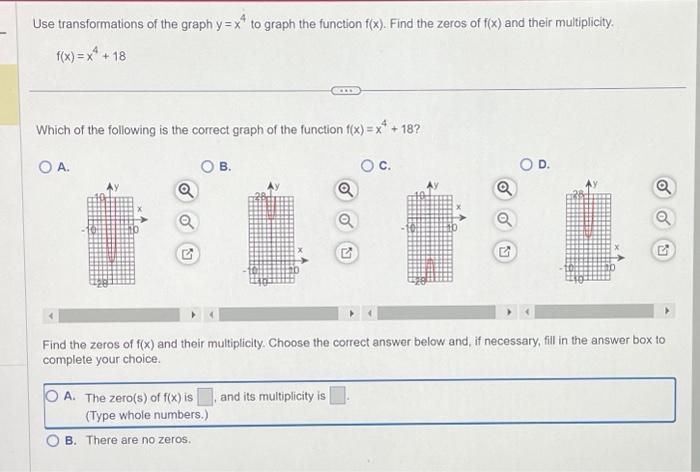 Solved Use transformations of the graph y=x4 to graph the | Chegg.com