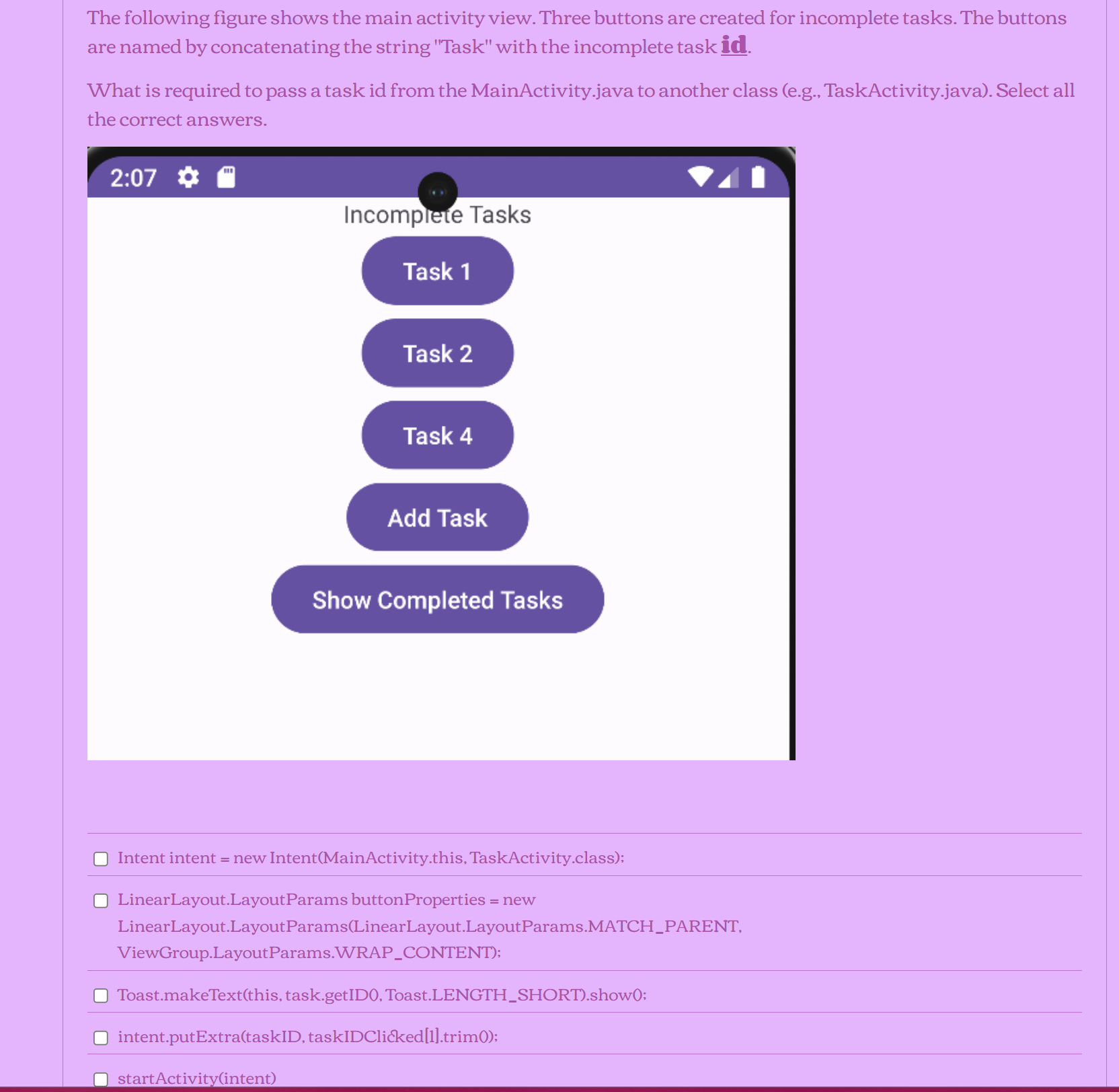 Solved MainActivity.javaThis activity is responsible for | Chegg.com