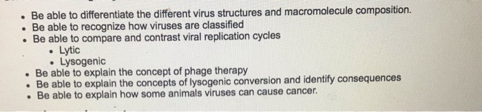 Solved • Be able to differentiate the different virus | Chegg.com