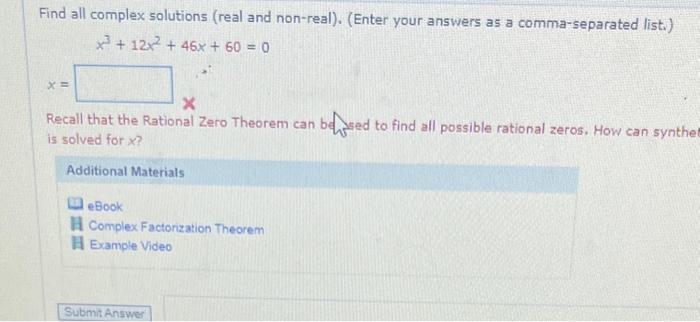 Solved Find all complex solutions (real and non-real). | Chegg.com