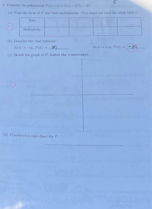 Solved 5 2. Consider the polynomial P(x) = (x + 2)(x - 1)³(x | Chegg.com