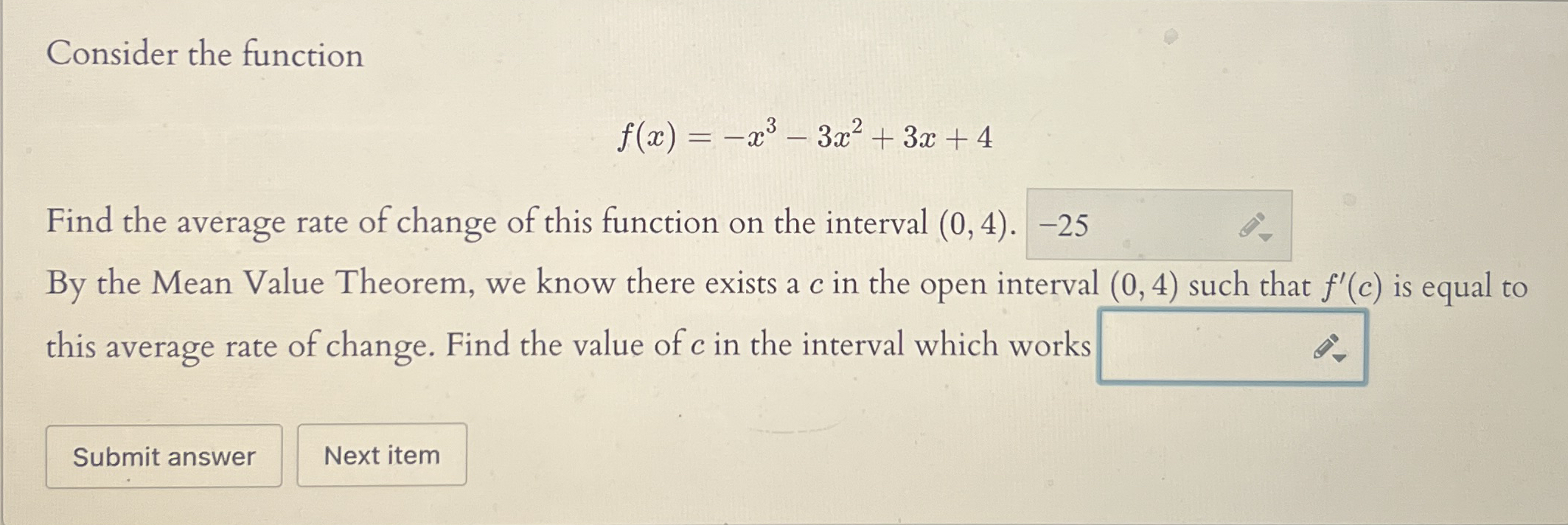 Solved Consider the functionf(x)=-x3-3x2 3x 4Find the | Chegg.com
