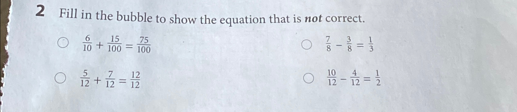 Solved 2 ﻿Fill in the bubble to show the equation that is | Chegg.com