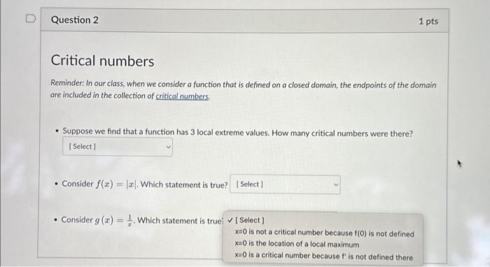 Solved Critical numbers Reminder: In our class, when we | Chegg.com