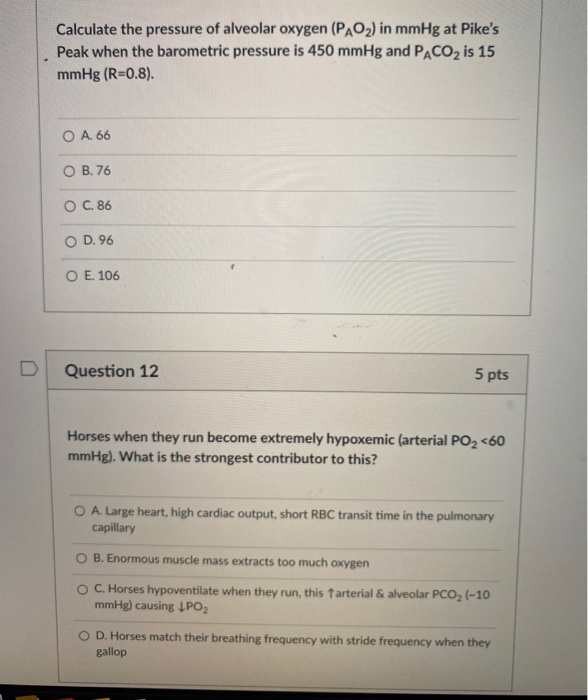 Solved Calculate the pressure of alveolar oxygen (PAO2) in | Chegg.com