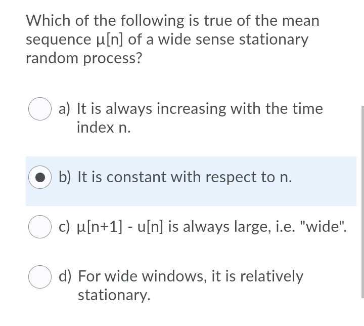 Solved For a wide sense stationary random process, which of | Chegg.com