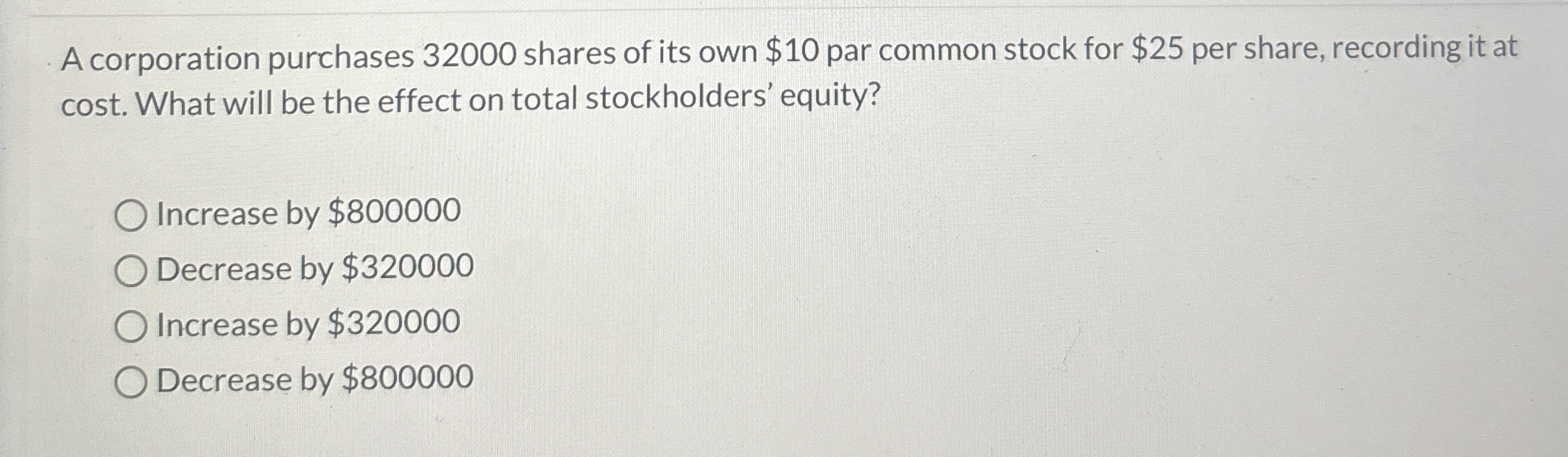 Solved A corporation purchases 32000 ﻿shares of its own $10 | Chegg.com