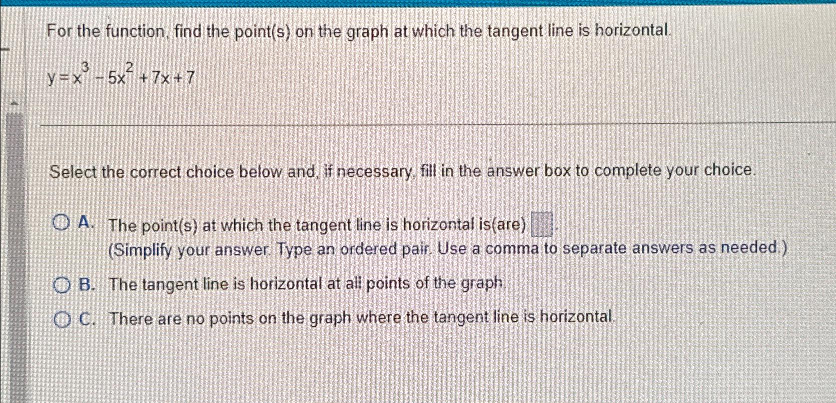 Solved For the function, find the point(s) ﻿on the graph at | Chegg.com