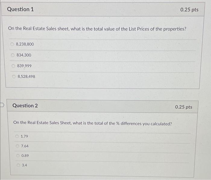 Solved On the Real Estate Sales sheet, what is the total | Chegg.com
