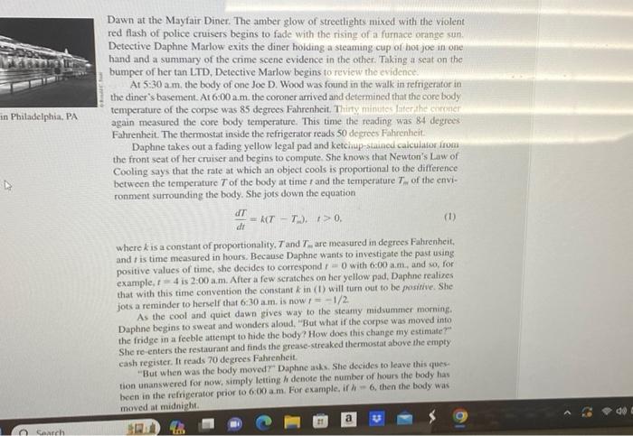 1. Solve equation (1), which models the scenario in | Chegg.com