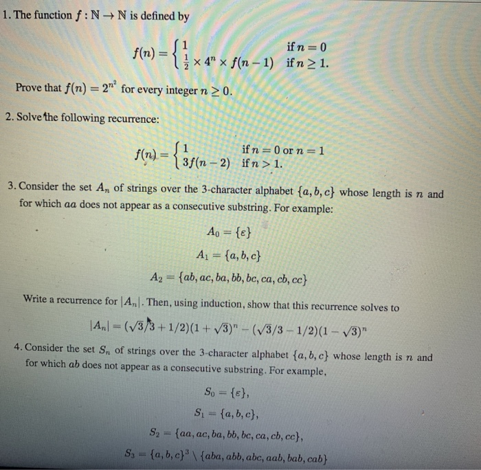 Solved 1. The function f:N+N is defined by if n = 0 f(n)= x | Chegg.com