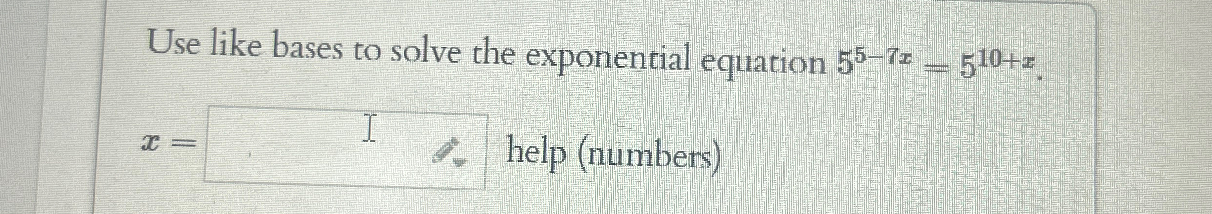 Solved Use like bases to solve the exponential equation | Chegg.com