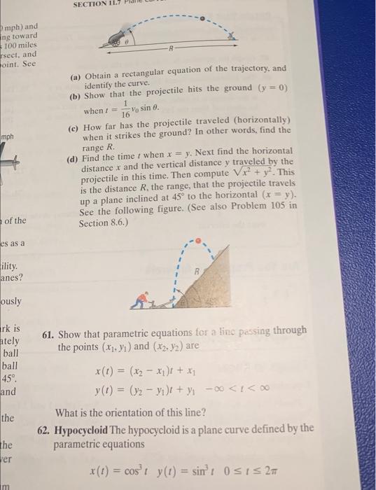 Solved 60. Projectile Motion The position of a projectile | Chegg.com