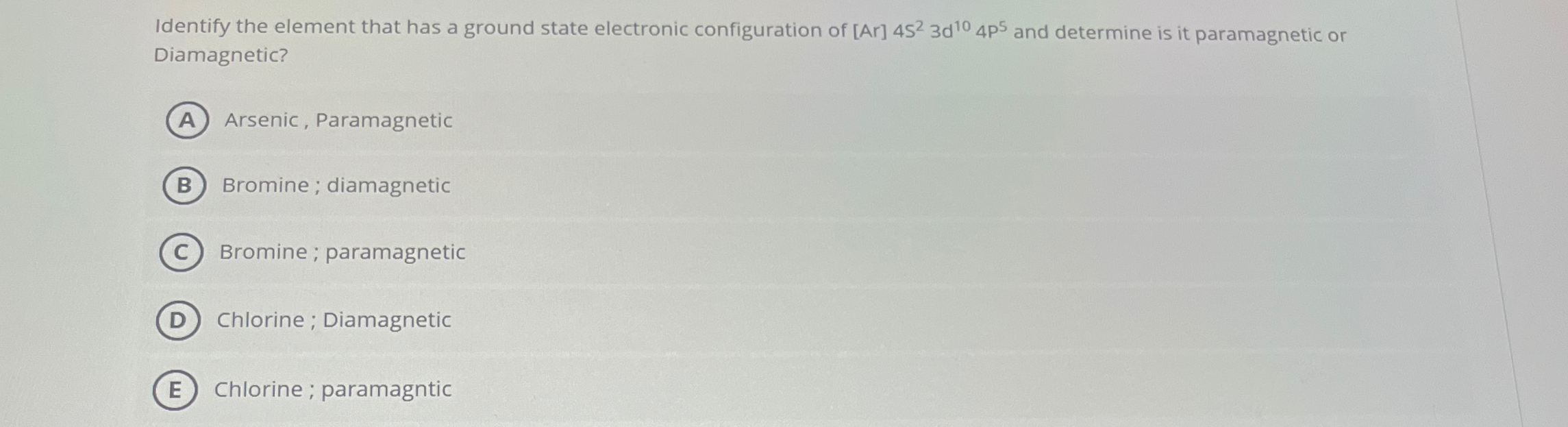 Solved Identify the element that has a ground state | Chegg.com