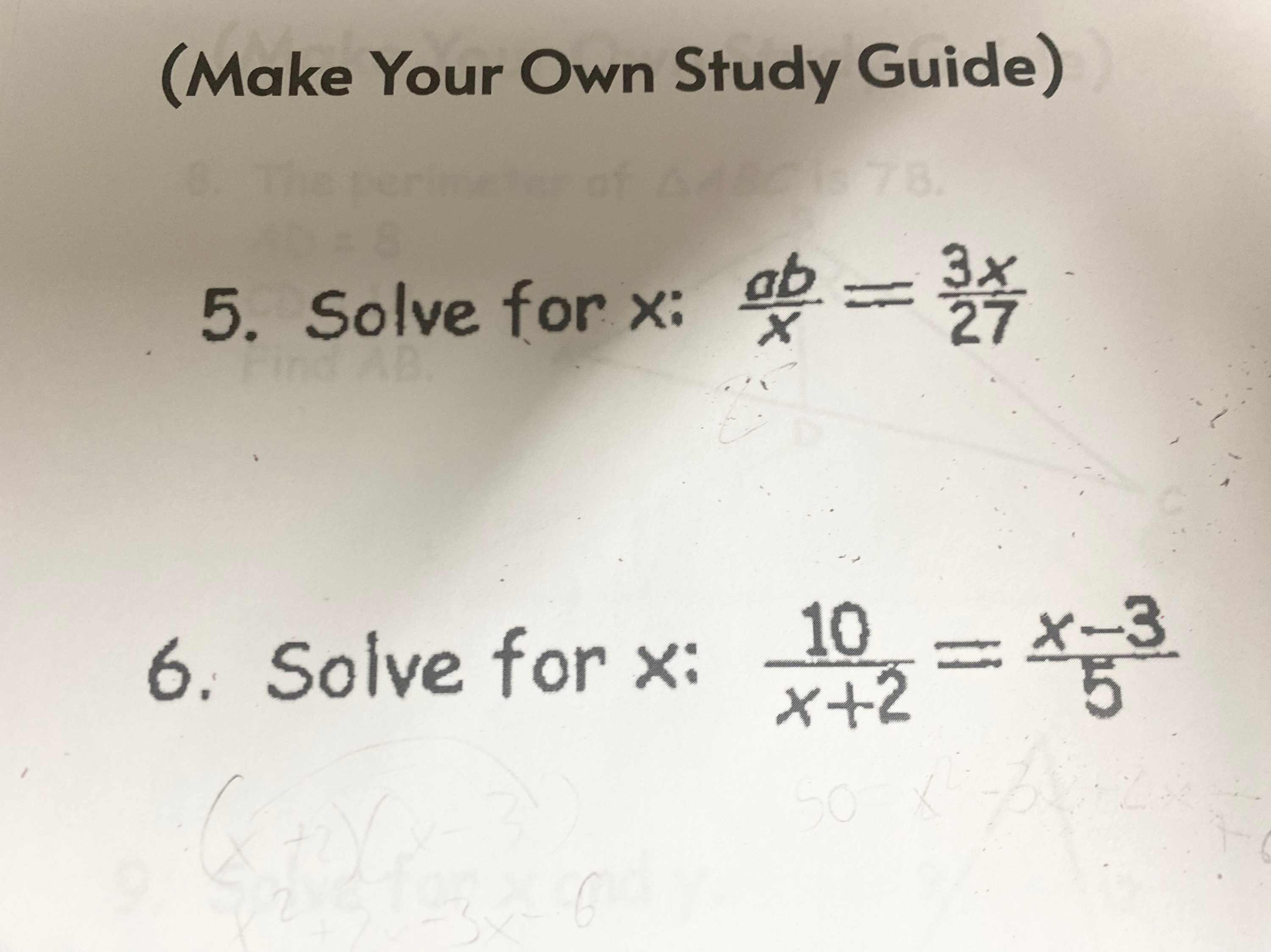 Solved (Make Your Own Study Guide)5. ﻿Solve for x:abx=3x276. | Chegg.com