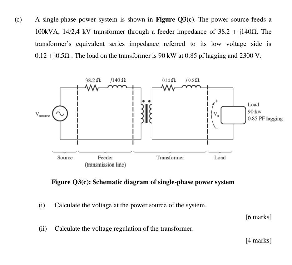 Solved (c) A single-phase power system is shown in Figure | Chegg.com