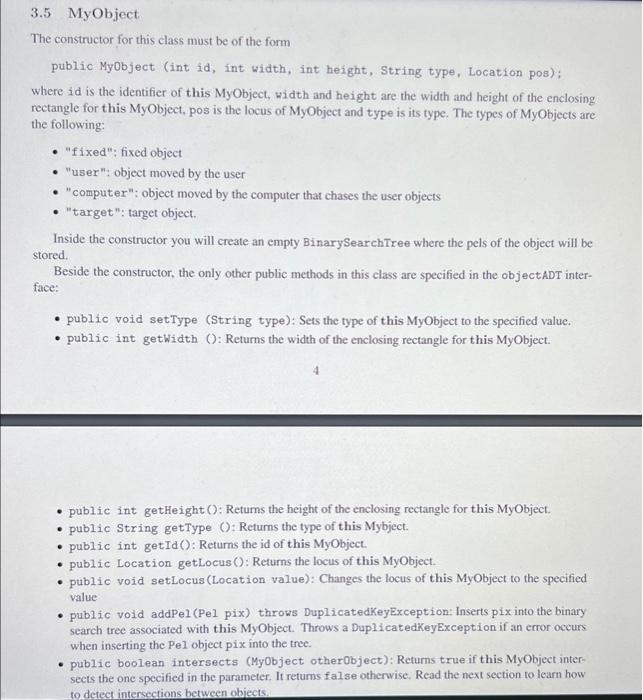 Solved 3.5 MyObject The constructor for this class must be | Chegg.com