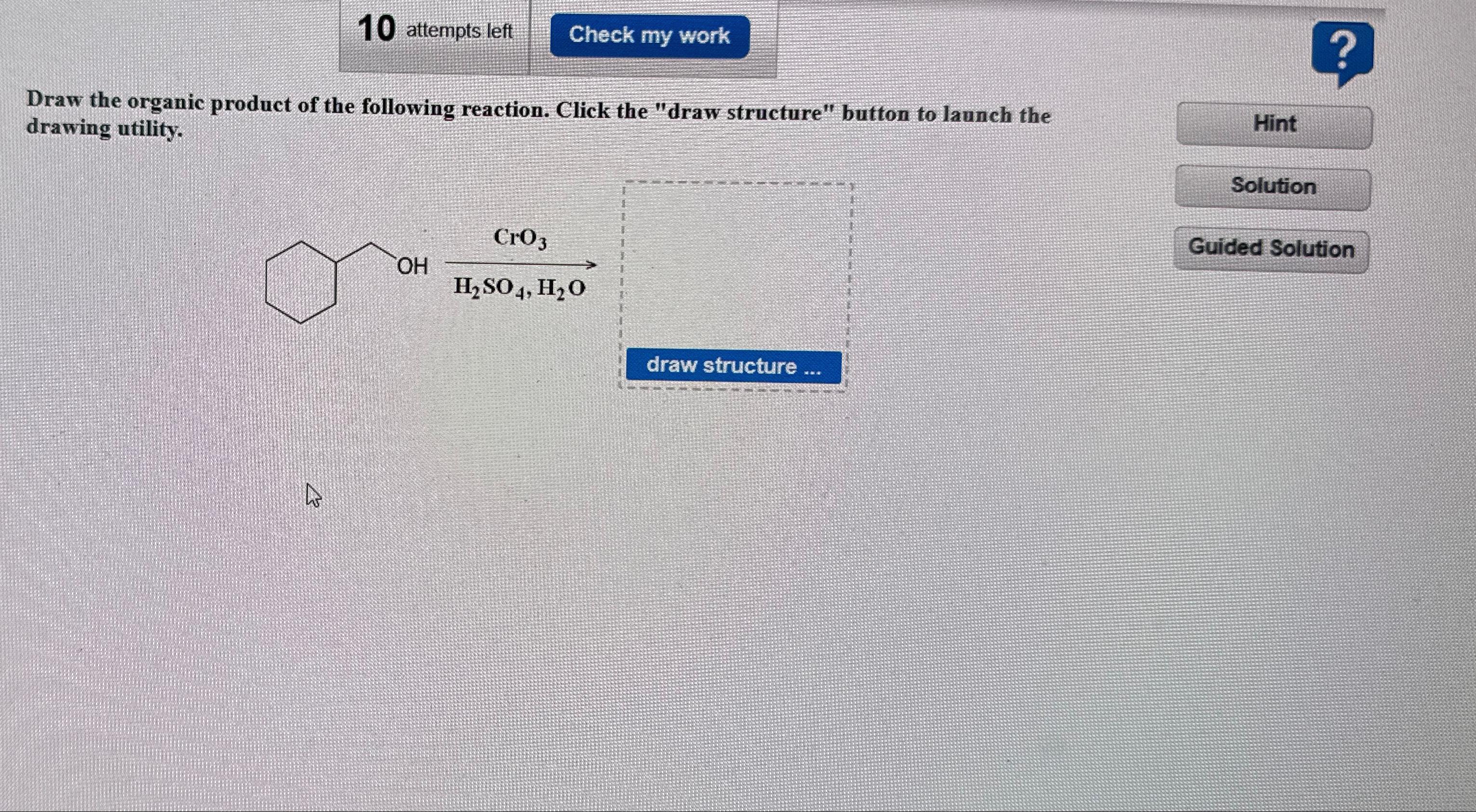 Solved Draw the organic product of the following reaction. | Chegg.com