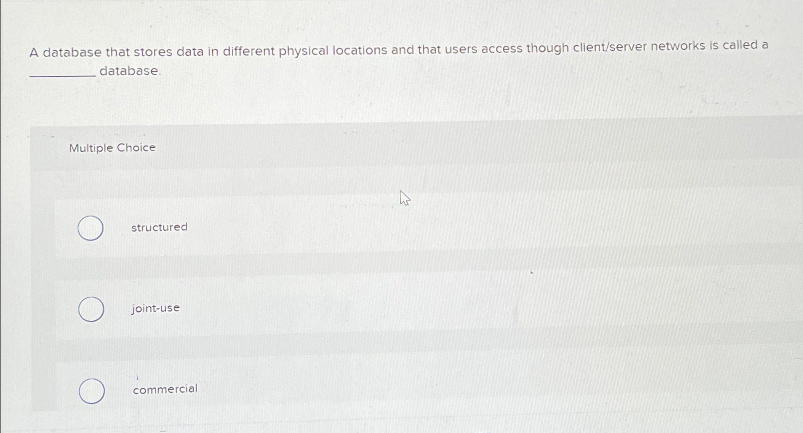 Solved A database that stores data in different physical | Chegg.com
