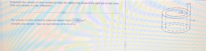 Solved Determine the volume of silver needed to make the | Chegg.com
