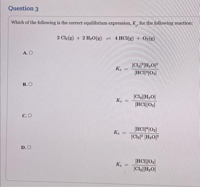 Solved Which of the following is the correct equilibrium | Chegg.com