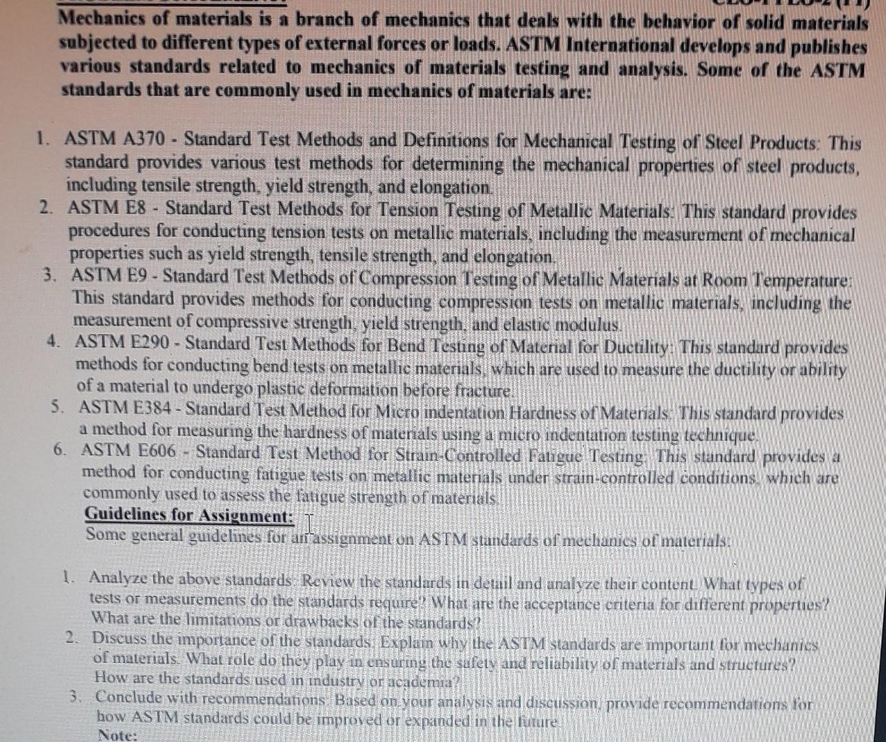 Solved Mechanics of materials is a branch of mechanics that | Chegg.com