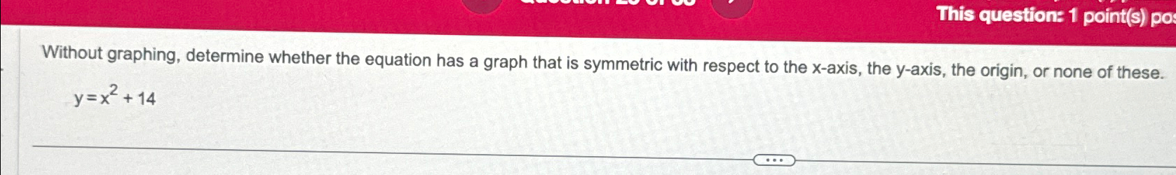 Solved Without graphing, determine whether the equation has | Chegg.com