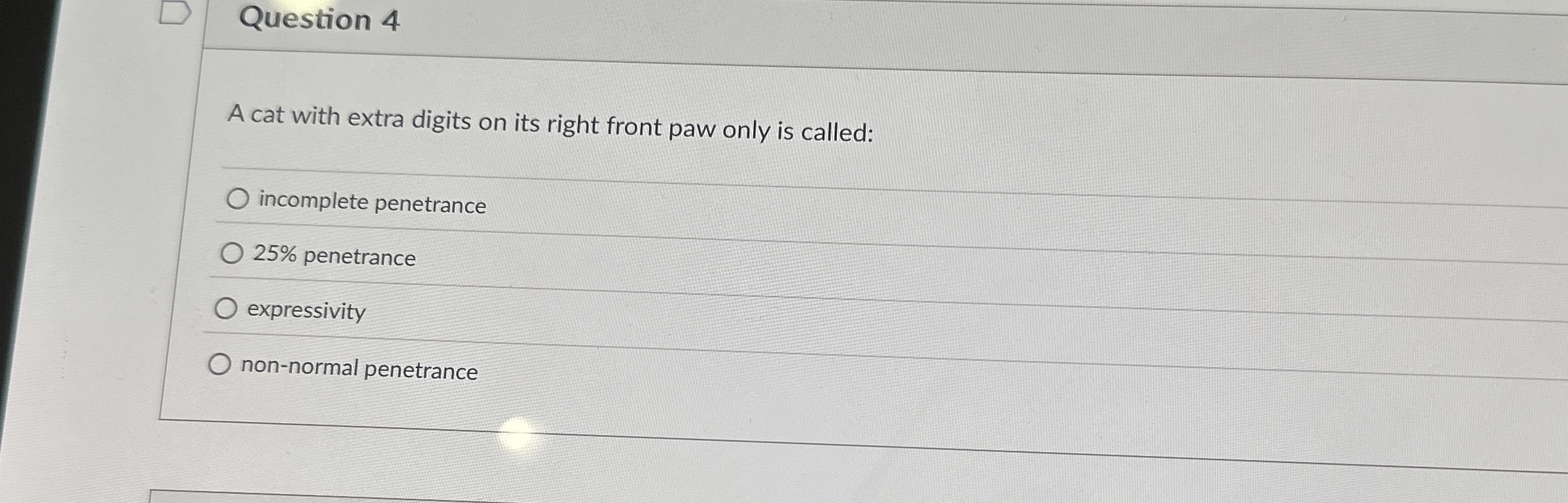 Solved Question 4A cat with extra digits on its right front | Chegg.com