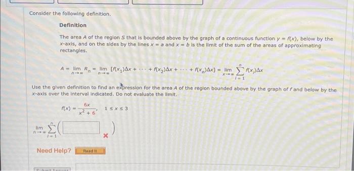Solved Consider the following definition. Definition lim 818 | Chegg.com