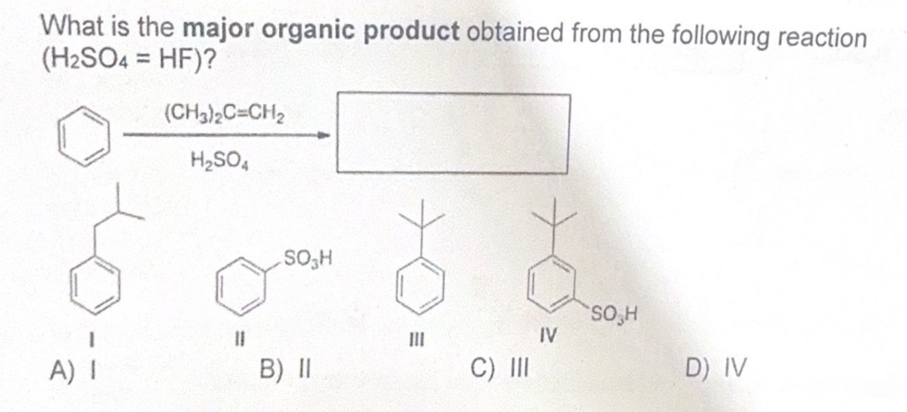 Solved What is the major organic product obtained from the | Chegg.com