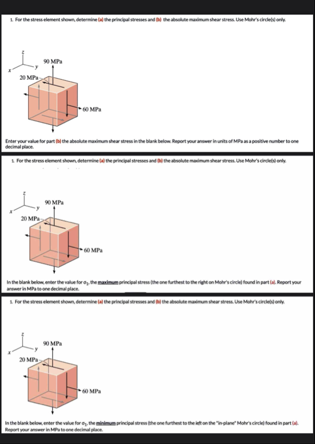 Solved For the stress element shown, determine (a) ﻿the | Chegg.com